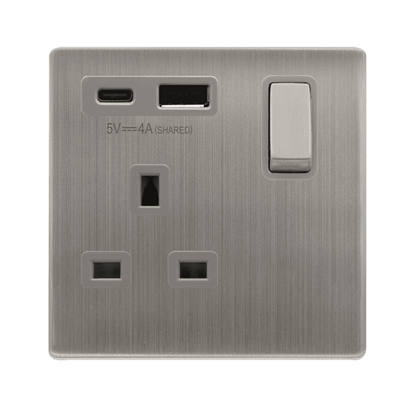 Click Definity SFSS585GY 13A 1 Gang Switched Safety Shutter Socket ...