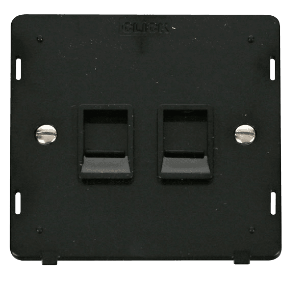 Click Definity SIN118BK Twin RJ45 Socket Outlet With Black Insert