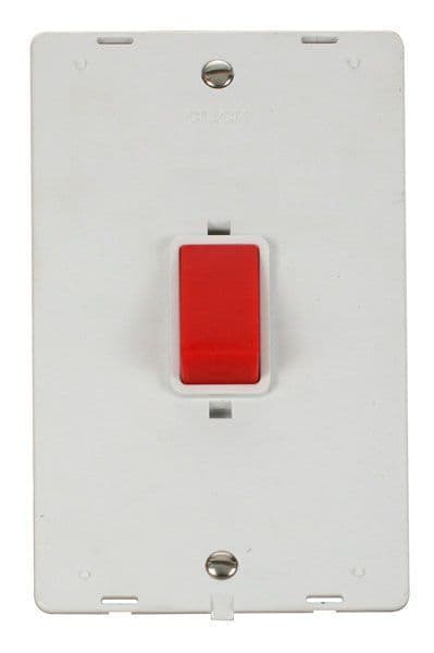 Click Definity SIN202PW 45A 2 Gang Plate DP Switch Insert - Polar White