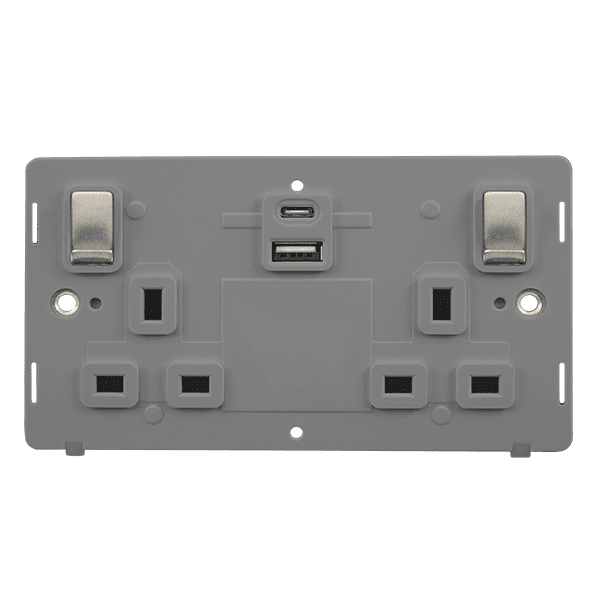 Click Definity SIN586GYSS 13A 2 Gang Switched Safety Shutter Socket ...