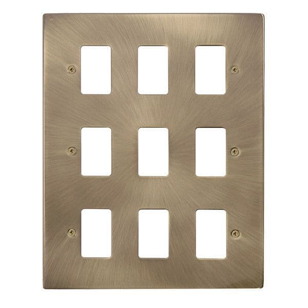 Click Grid Pro VPAB20509 Deco 9 Gang GridPro Frontplate - Antique Brass