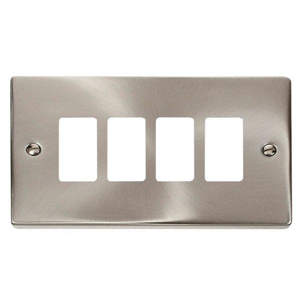 Click Grid Pro VPSC20404 Deco 4 Gang GridPro Frontplate - Satin Chrome