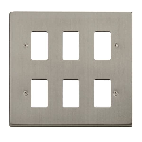 Click Grid Pro VPSS20506 Deco 6 Gang GridPro Frontplate - Stainless Steel