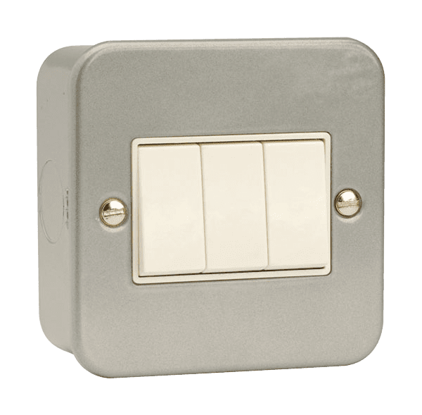 Click Metal Clad CL013 3 Gang 2 Way 10AX Switch