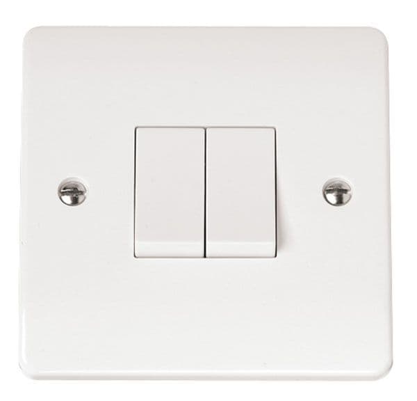 Click Mode CMA012 10AX 2 Gang 2 Way Plate Switch - White