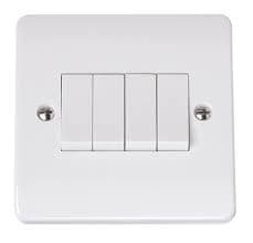 Click Mode CMA9014 10AX 4 Gang 2 Way Single Plate Switch - White