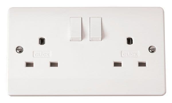 Click Mode CMA936 13A 2 Gang DP Switched Non-Standard Socket Outlet - White