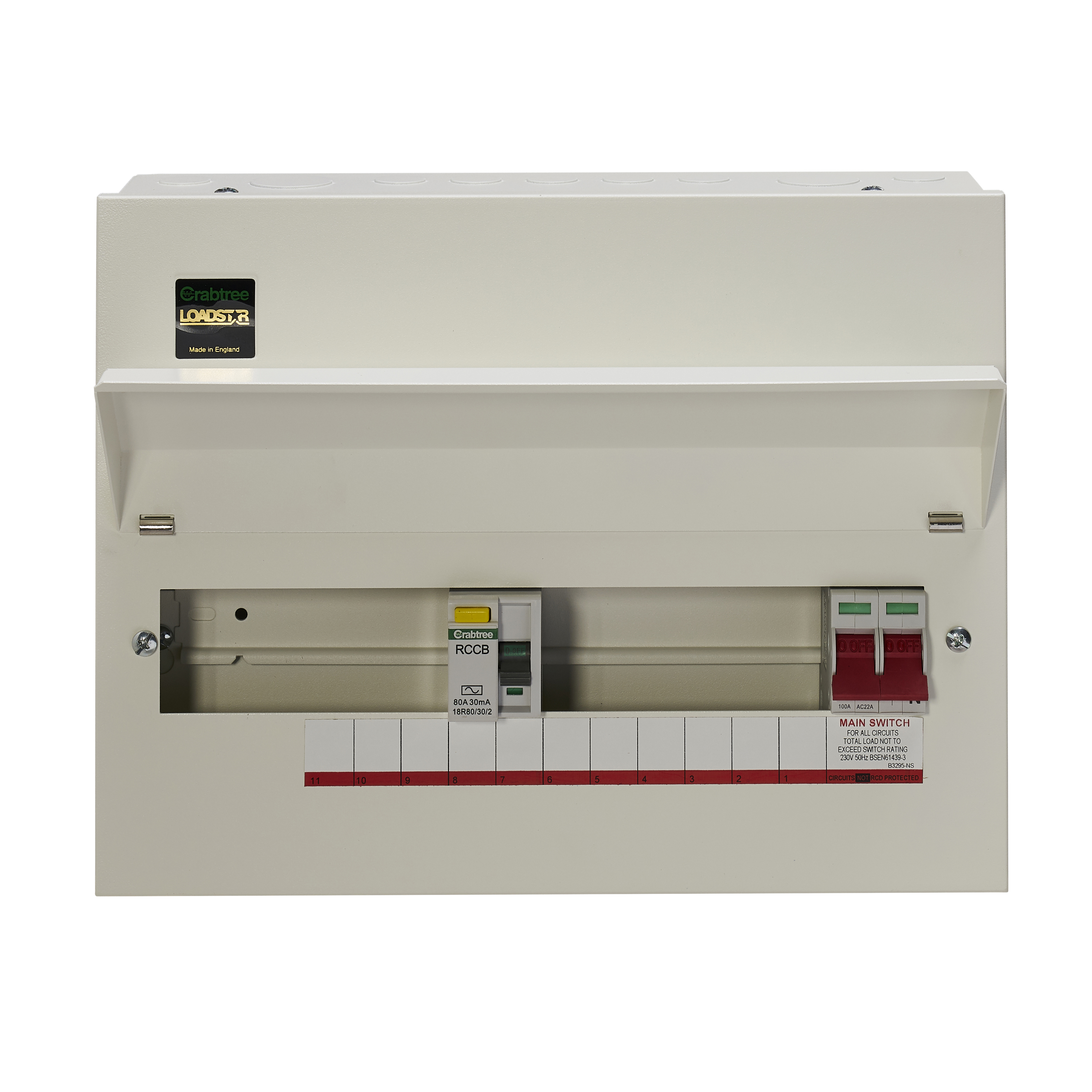 Crabtree 18MRSL12 Loadstar 12 Way Split Load Consumer Unit 100A Main ...