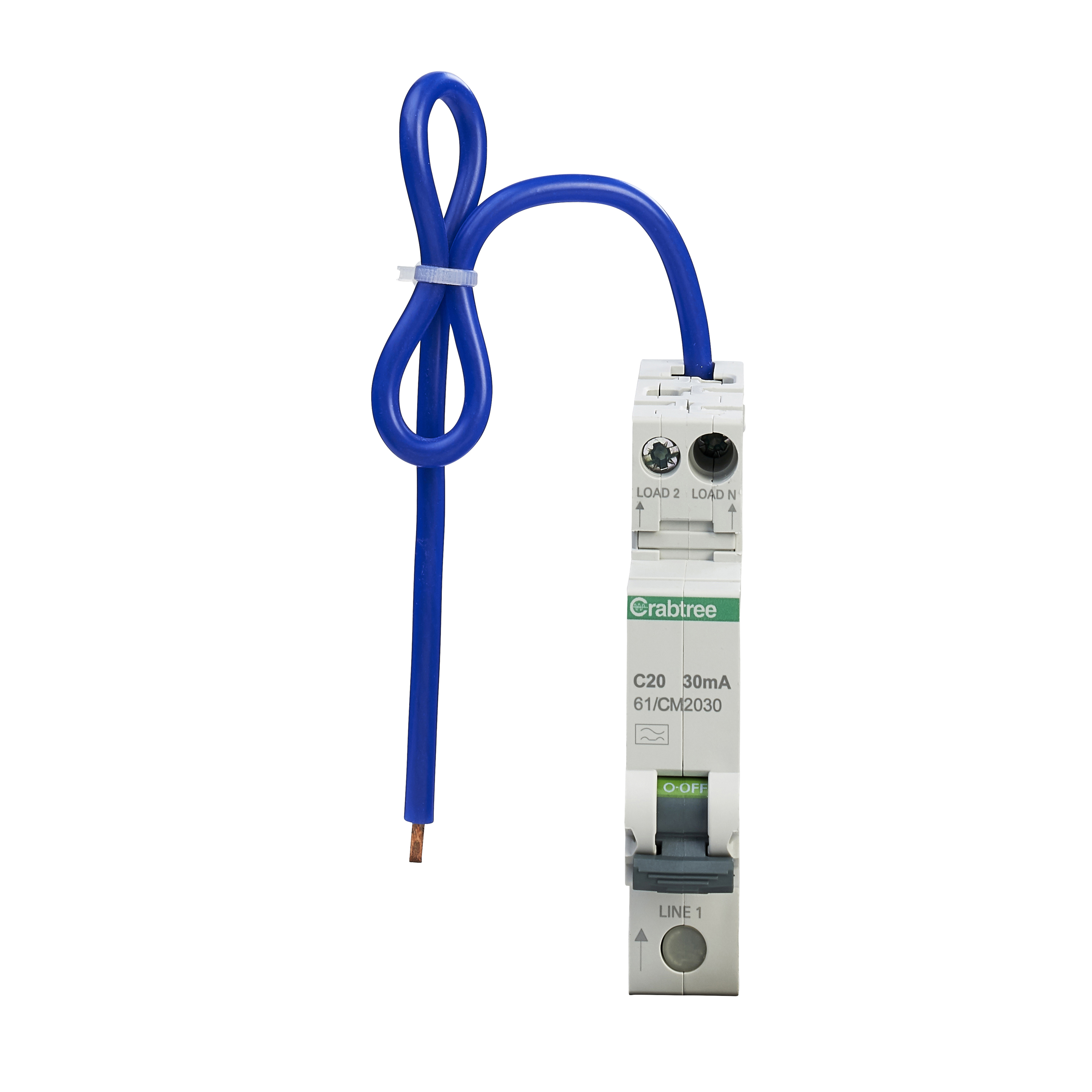 Crabtree 61/CM2030 Starbreaker 20A 30mA SPSWN C Curve 6kA Type A Miniature Bi-Directional RCBO