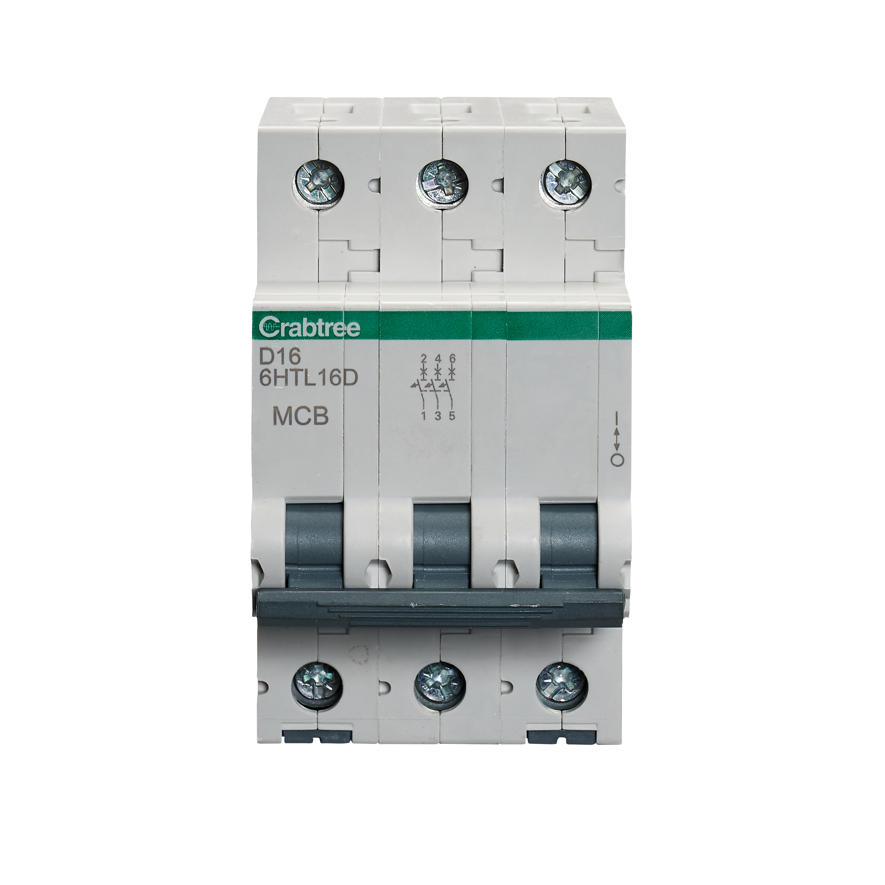 Crabtree 6HTL16D Loadstar 16A TP MCB Type D 10kA