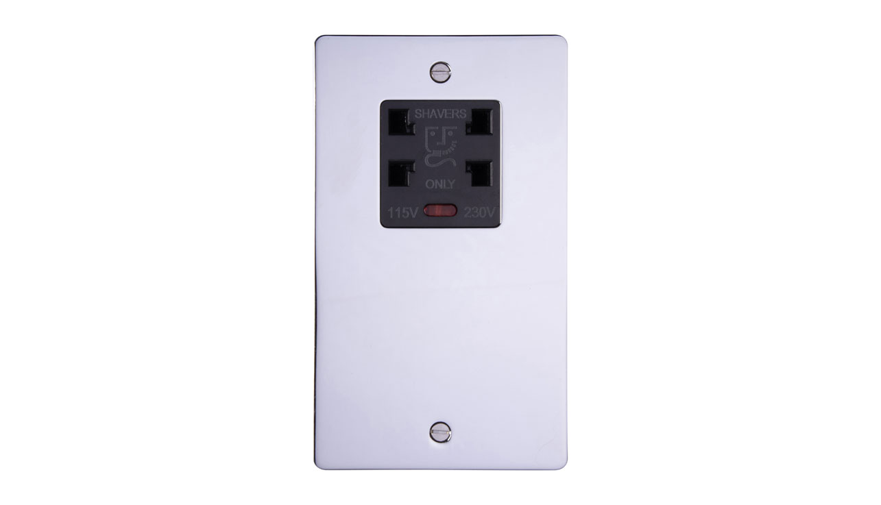 Deta 8171CHB Ultra Flatplate Dual Voltage Shaver Socket with Neon ...