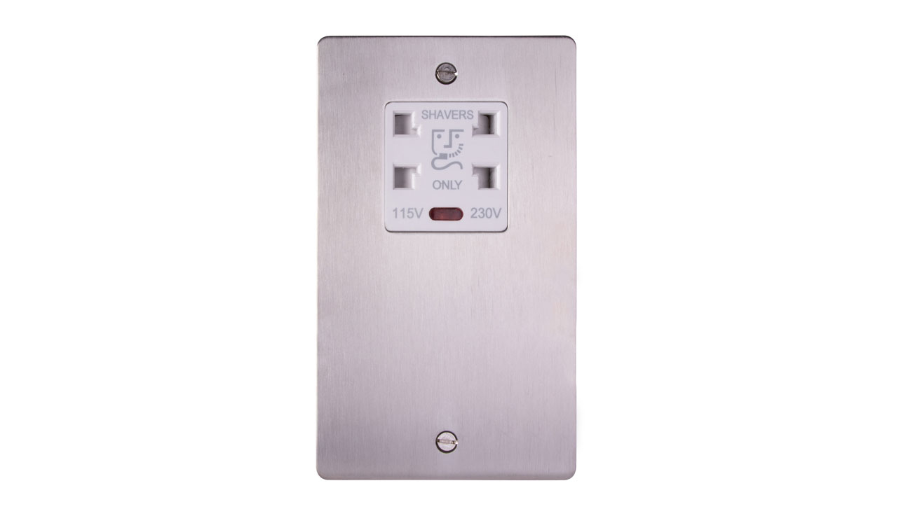 Deta 8171SSW Ultra Flatplate Dual Voltage Shaver Socket with Neon ...