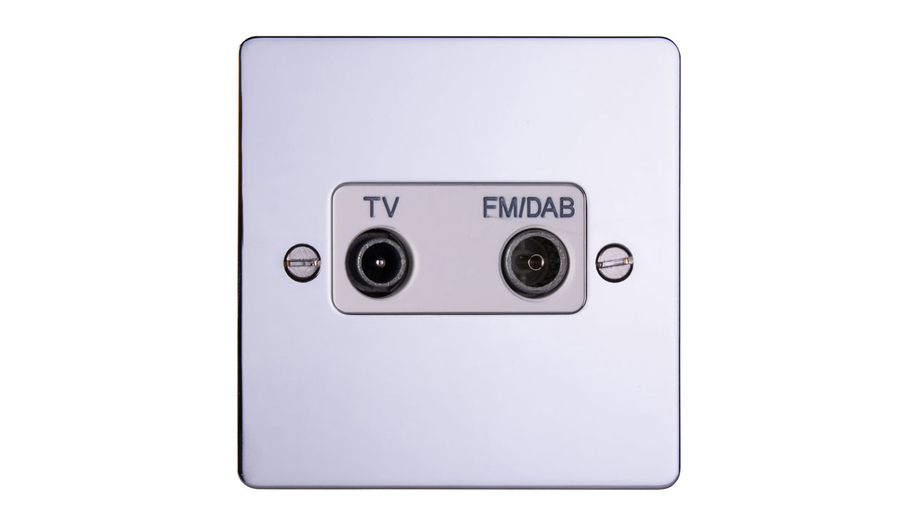 Deta 8192CHW Ultra Flatplate TV/FM DAB Diplexer Outlet Chrome White ...