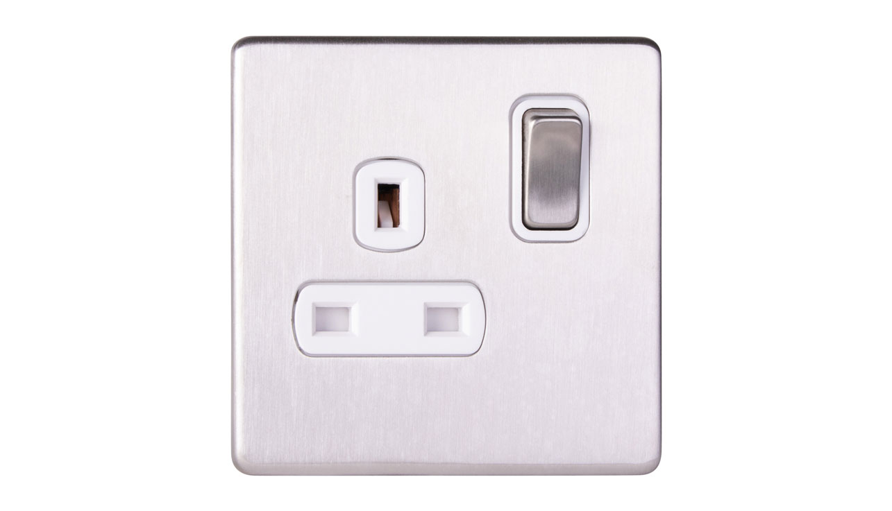 Deta 8531SSW Ultra Screwless 1 Gang 13A Switched Socket DP Stainless ...