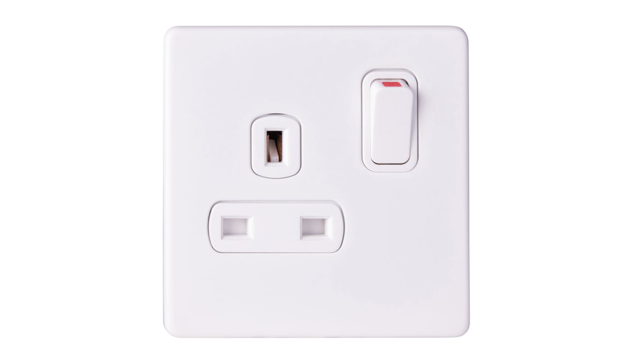 Deta 8531WHW Ultra Screwless 1 Gang 13A Switched Socket DP White Box Of 10