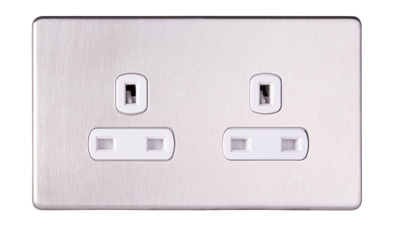 Deta 8536SSW Ultra Screwless 2 Gang 13A Unswitched Socket Stainless ...