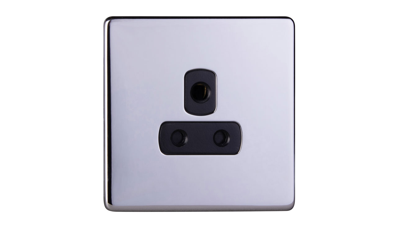 Deta 8538CHB Ultra Screwless 5A Unswitched Socket Round Pin Chrome ...