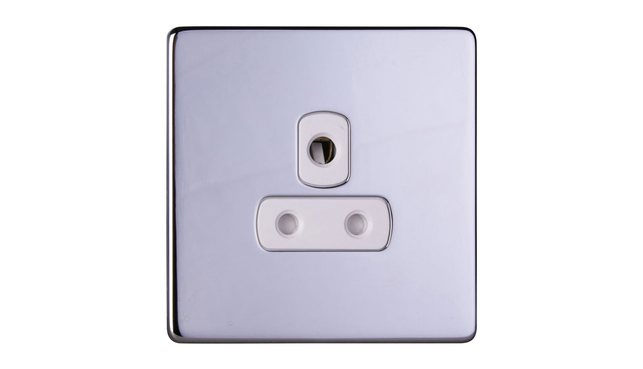 Deta 8538CHW Ultra Screwless 5A Unswitched Socket Round Pin Chrome ...