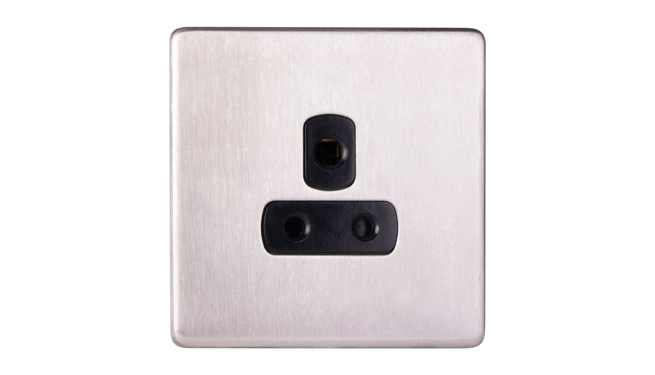 Deta 8538SSB Ultra Screwless 5A Unswitched Socket Round Pin Stainless ...