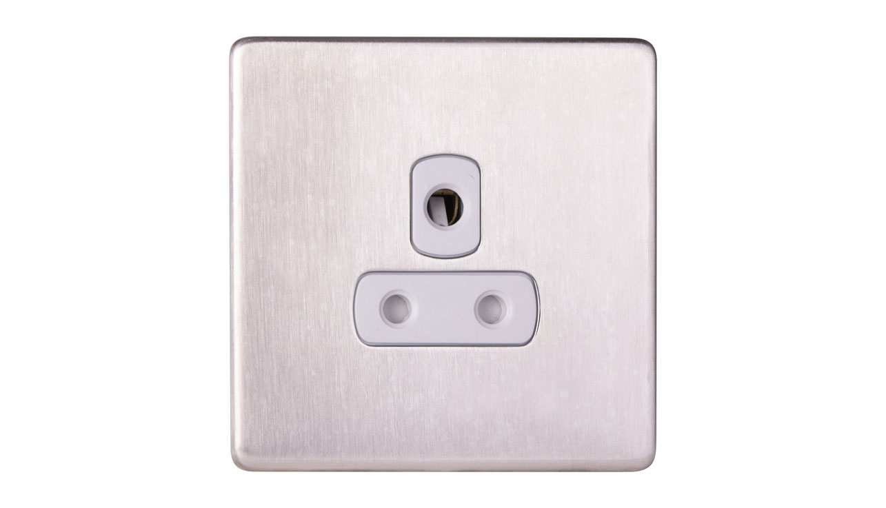 Deta 8538SSW Ultra Screwless 5A Unswitched Socket Round Pin Stainless ...