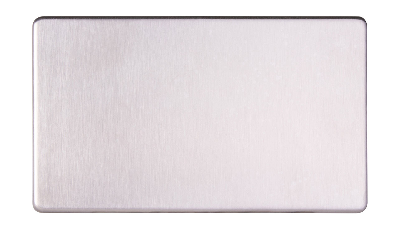 Deta 8562SS Ultra Screwless 2 Gang Blank Plate Stainless Steel Box Of 5