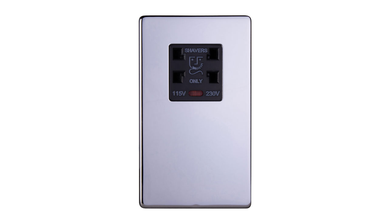 Deta 8571CHB Ultra Screwless Dual Voltage Shaver Socket with Neon ...