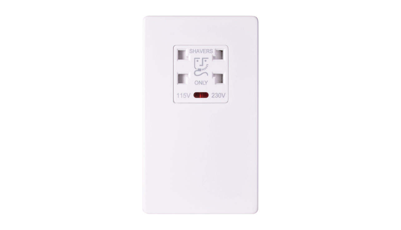 Deta 8571WHW Ultra Screwless Dual Voltage Shaver Socket with Neon White ...
