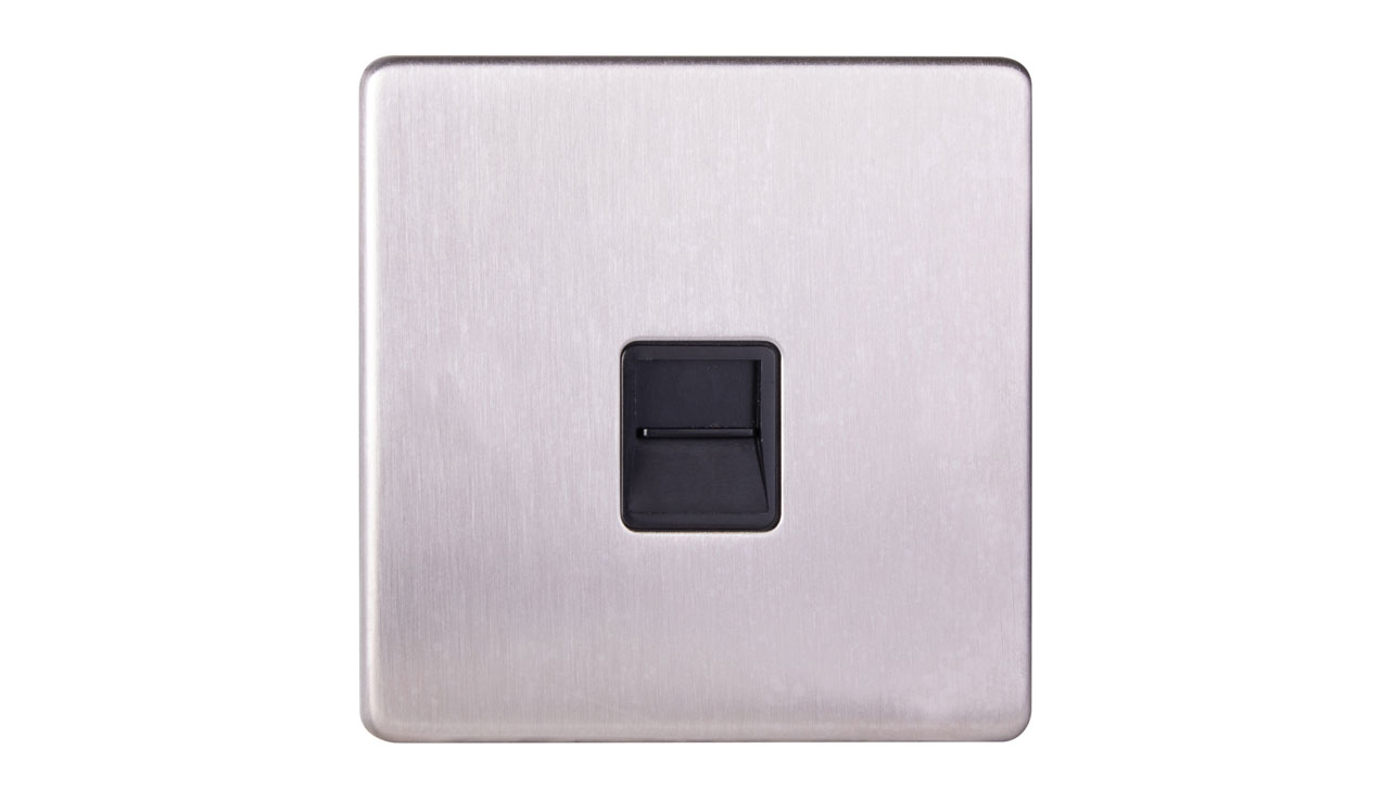 Deta 8581SSB Ultra Screwless Single Master Telephone Outlet Stainless ...