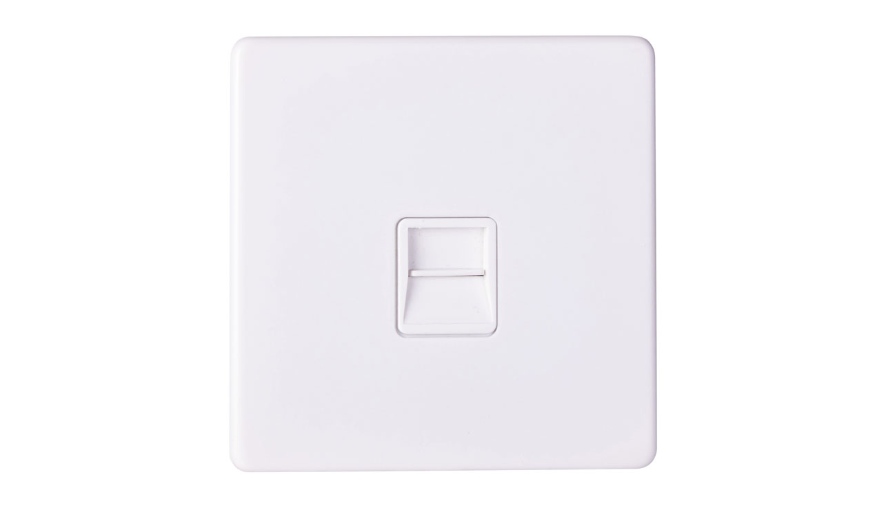 Deta 8583WHW Ultra Screwless Single Secondary Telephone Outlet White ...
