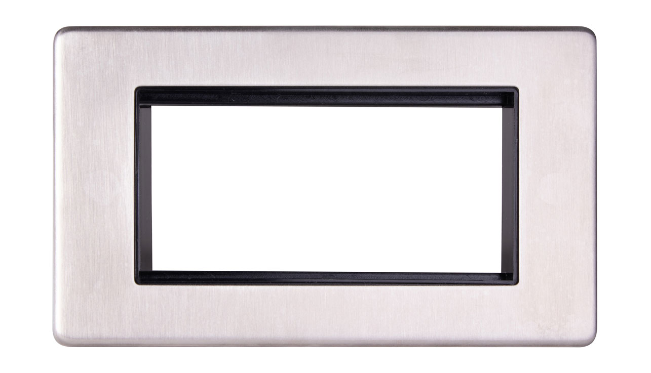 Deta 8589SSB Ultra Screwless Four Module Data Plate Stainless Steel ...