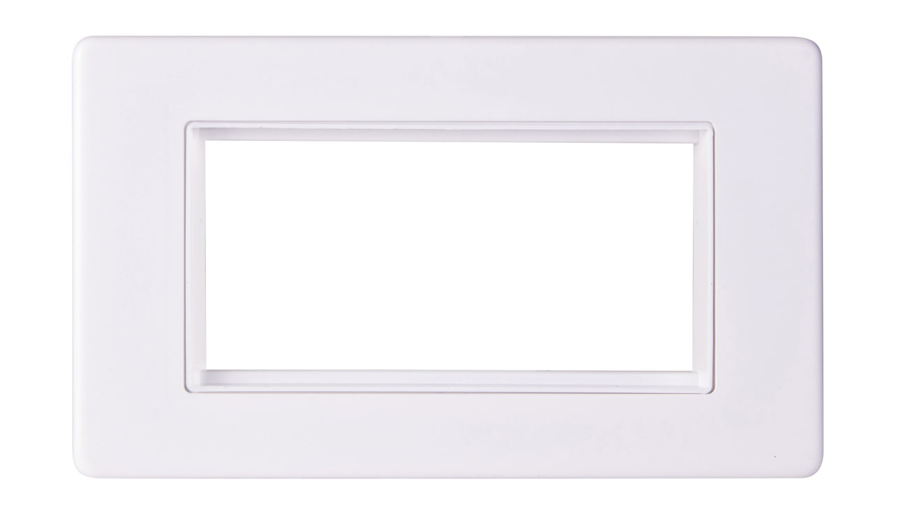 Deta 8589WHW Ultra Screwless Four Module Data Plate White Box Of 5