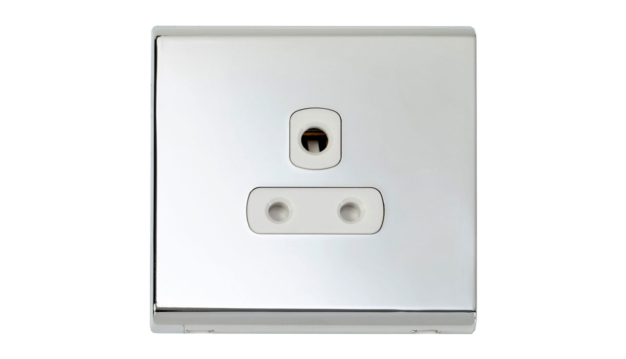 Deta 8637CHW Slimline Screwless 5A Unswitched Socket Round Pin Chrome ...