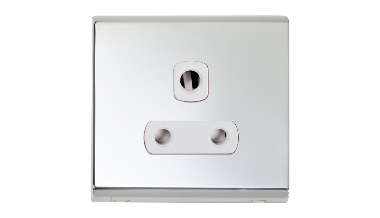 Deta 8638CHW Slimline Screwless 15A Unswitched Socket Round Pin Chrome ...