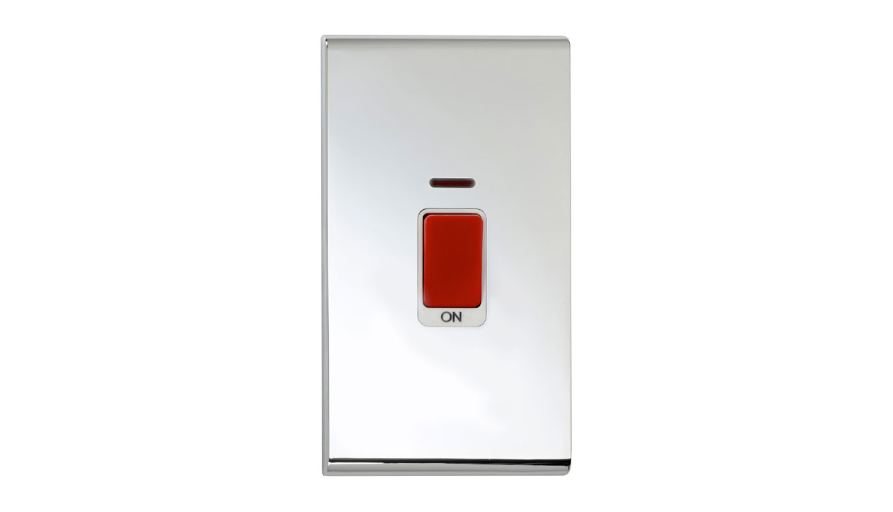 Deta 8652CHW Slimline Screwless 50A DP Switch Tall with Neon Chrome ...