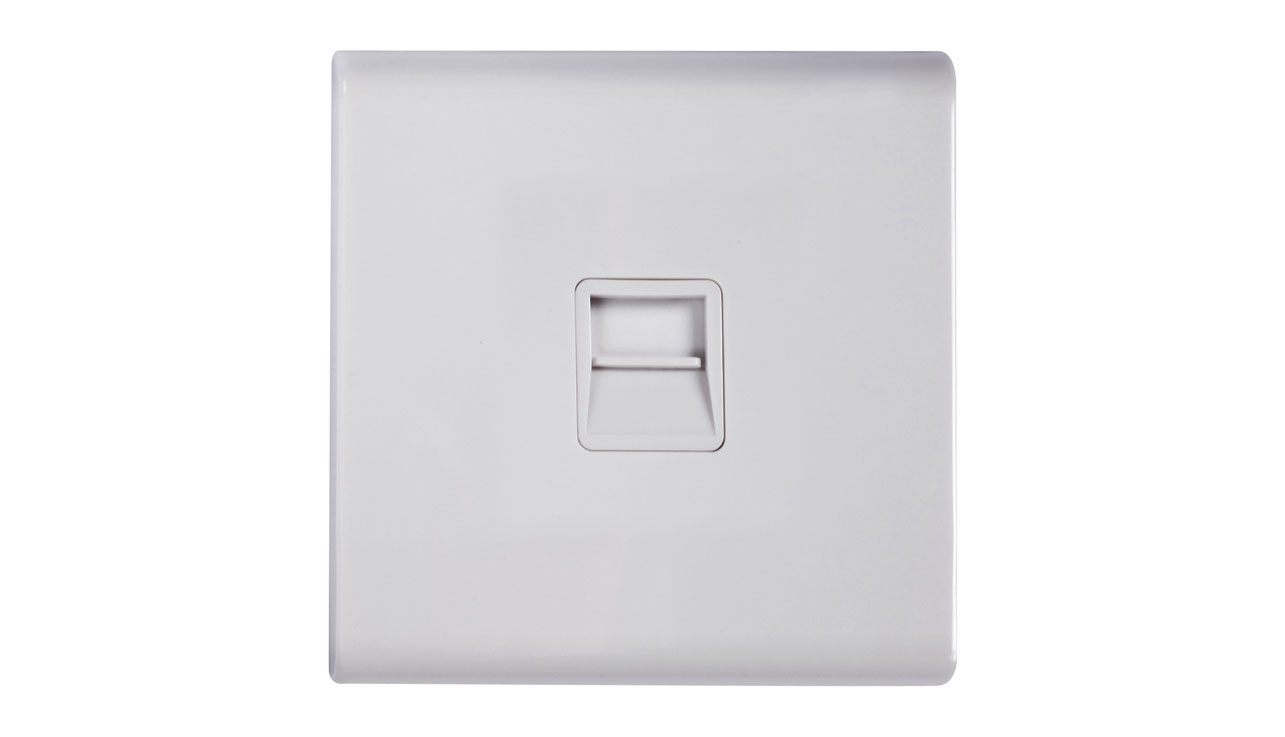Deta 8683WHW Slimline Screwless Single Secondary Telephone Outlet White ...