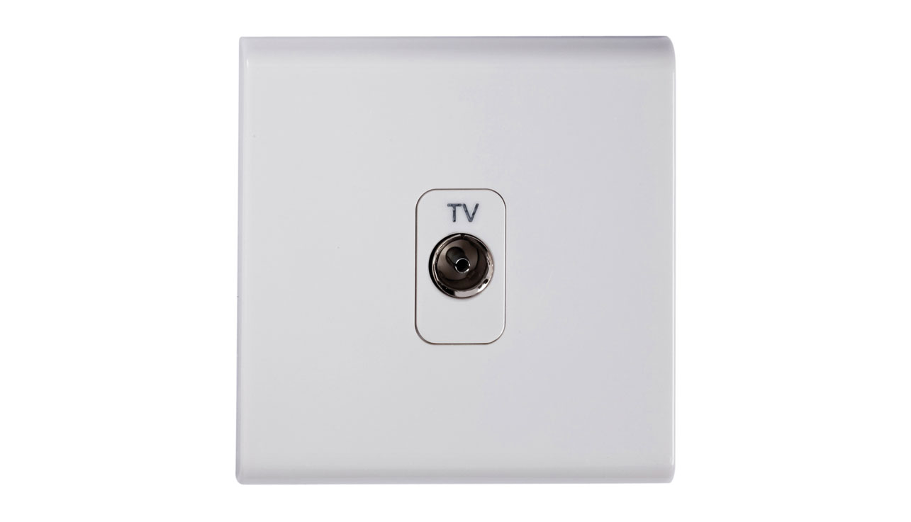 Deta 8691WHW Slimline Screwless Single Coaxial Isolated Outlet White ...