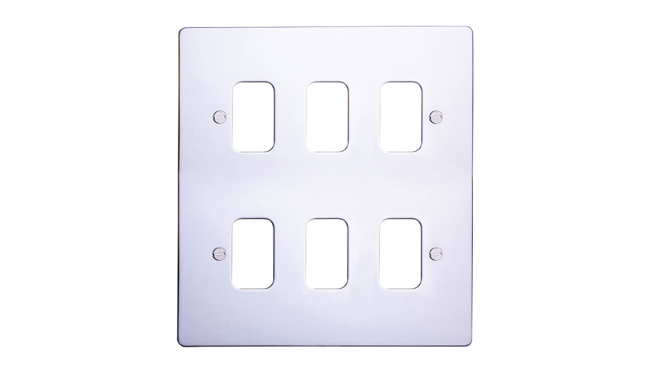 Deta G3315CH Ultra Flatplate 6 Gang Grid Plate Chrome