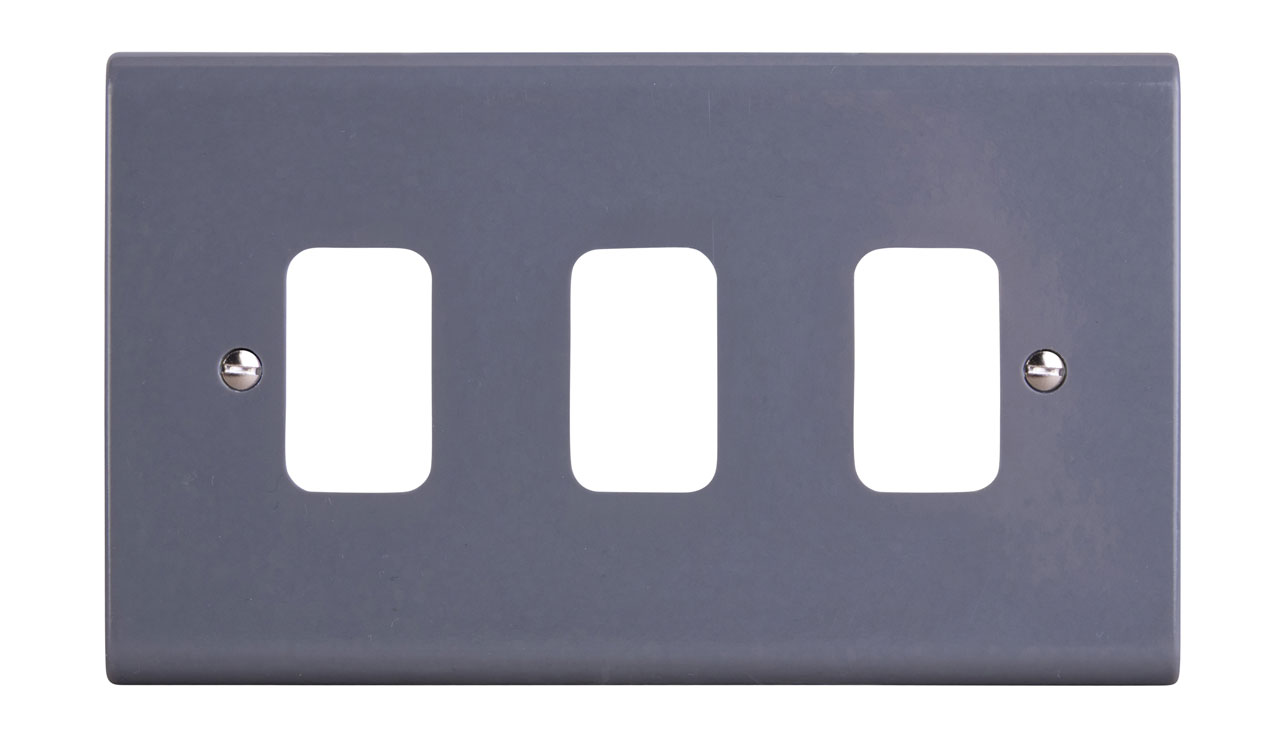 Deta G3393 Slimline 3 Gang Grid Plate Grey Box Of 10
