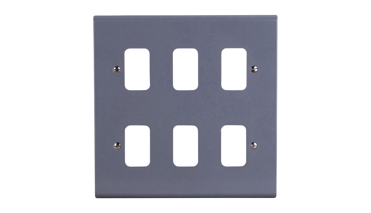 Deta G3395 Slimline 6 Gang Grid Plate Grey