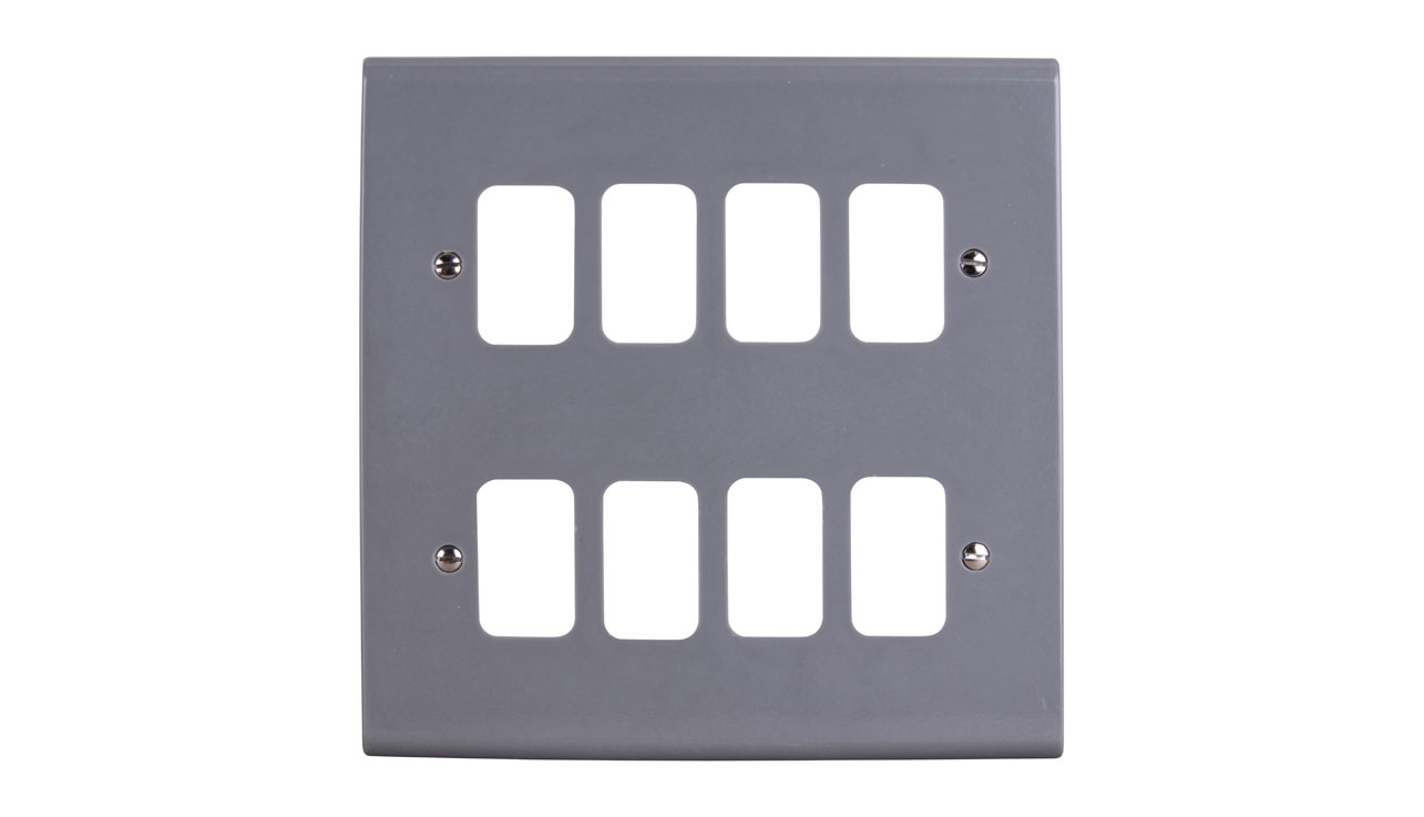 Deta G3396 Slimline 8 Gang Grid Plate Grey