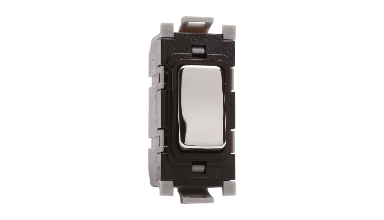 Deta G3506CHB Grid Switch 10A SP Push to Make Chrome Black Insert Box Of 10