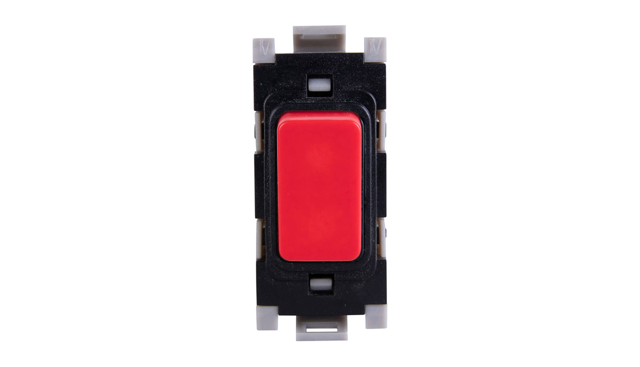 Deta G3512RDB Grid Switch 20A SP 2 Way Red Rocker Black Insert Box Of 10
