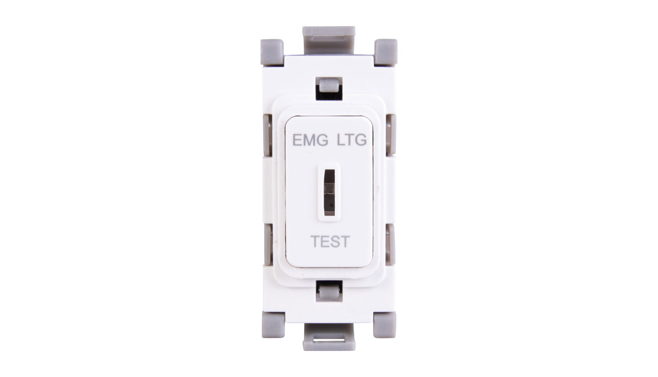Deta G3538 Grid Key Switch 20A DP Marked "Emg Lgt Test" White