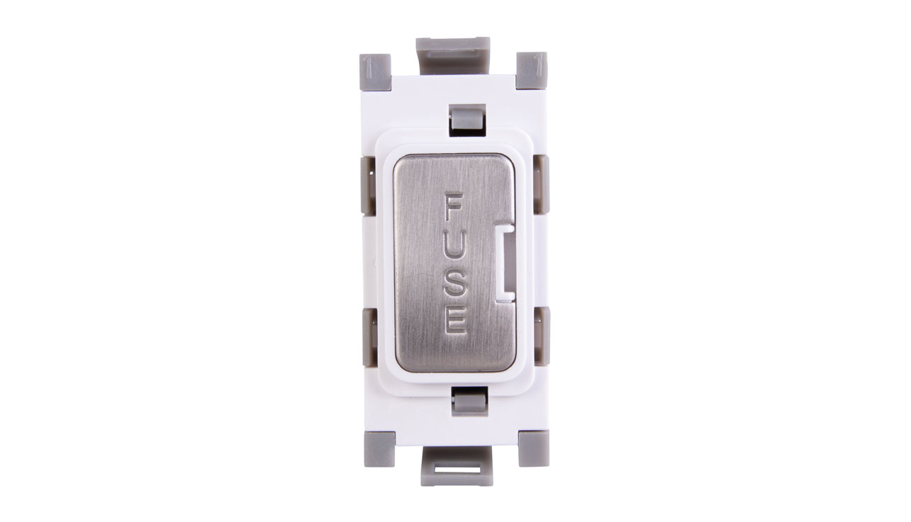 Deta G3542SSW Grid Fuse Outlet Stainless Steel White Insert Box Of 10