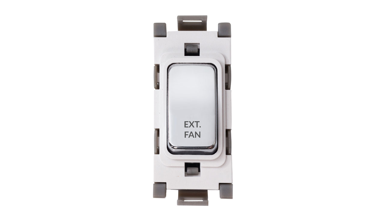 Deta G3553CHW Grid Switch 20A DP Extractor Fan Chrome White Insert Box ...