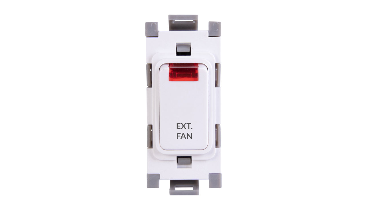 Deta G3573 Grid Switch 20A DP Neon Extractor Fan White Box Of 10