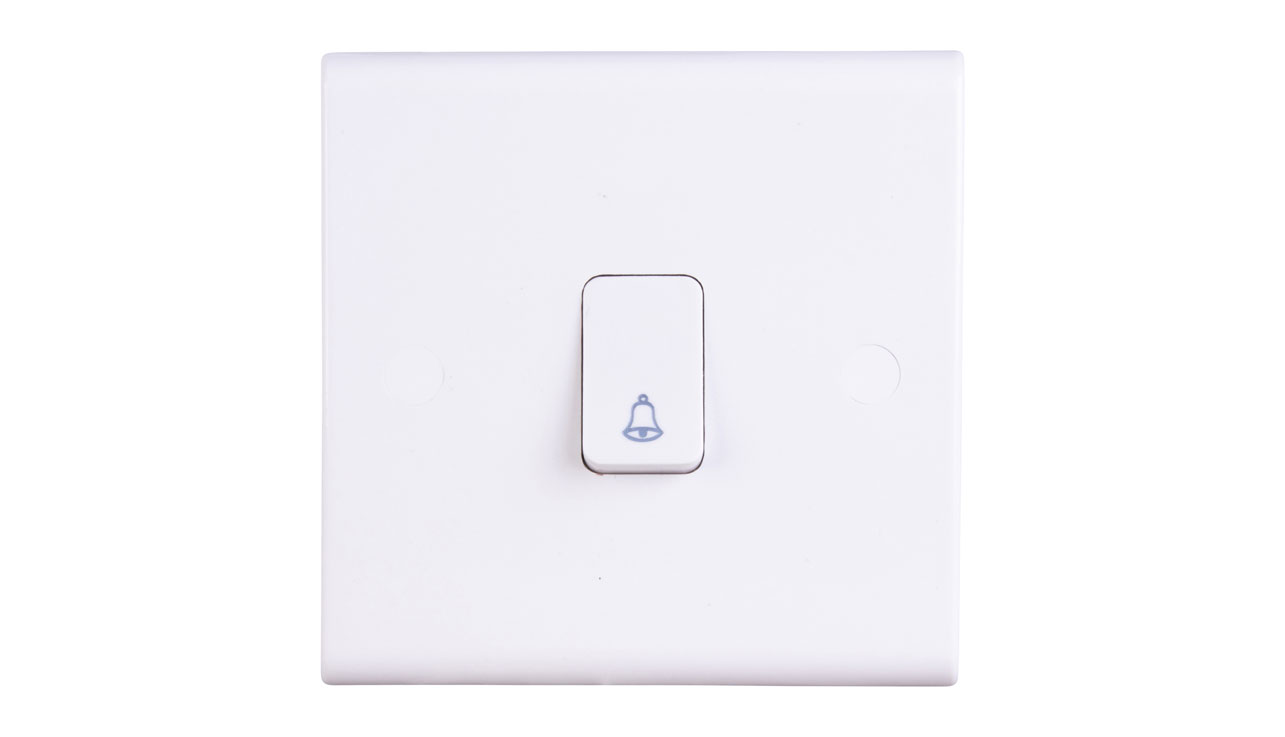 Deta S1249B Slimline 1 Gang 2 Way 10AX Plate Switch with Bell Symbol ...