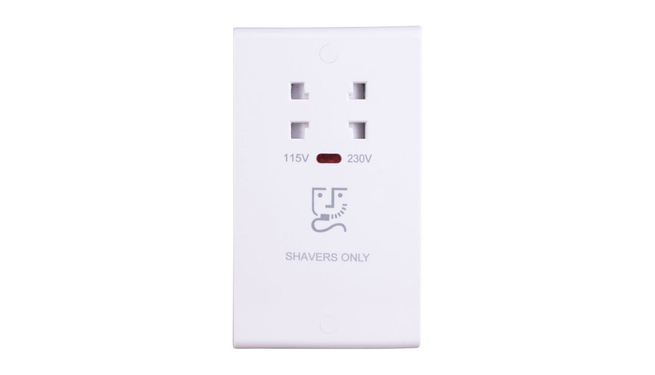 Deta S1305 Slimline Dual Voltage Shaver Socket with Neon