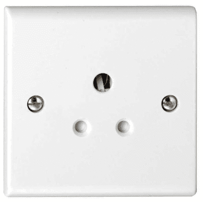 Deta S1331 Slimline White Moulded 1 Gang Round Pin Unswitched Socket 5A
