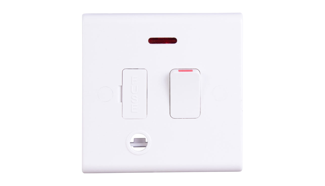 Deta S1373 Slimline 13A Switched Spur with Neon and Flex Outlet
